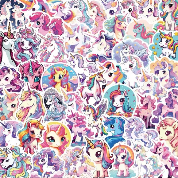 Handmade | Party Supplies | Colorful Kawaii Cute Unicorn Sticker Set ...